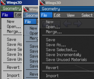 Menu Edit | Wings 3D
